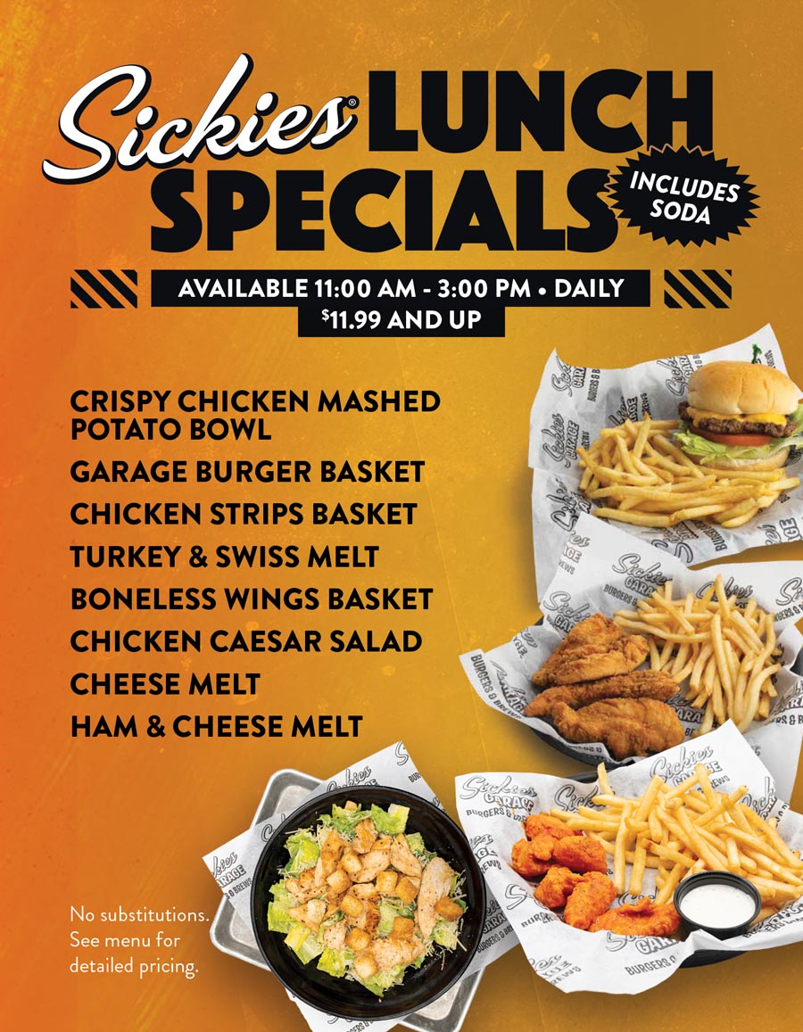 Sickies Garage Burgers & Brews Las Vegas – 6629 S Las Vegas Blvd ...